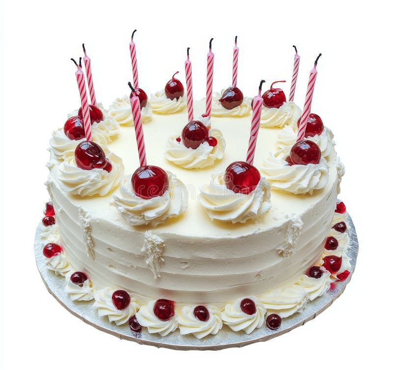 A Happy Birth Day Cake Isolated on a Transparent White Background Stock ...