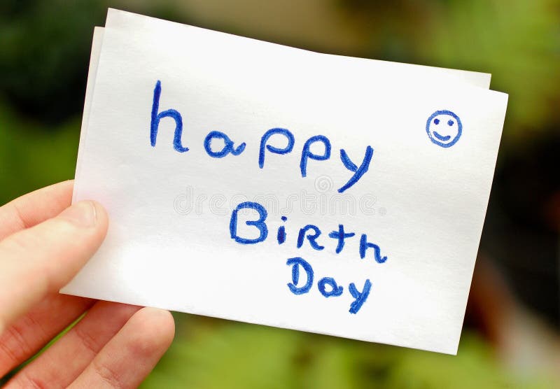 Happy Birth Day paper note stock photo. Image of note - 82890160