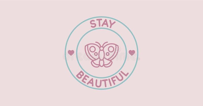 Stay Beautiful Typography Minimal Postcard. Text Patch Sticker. Round ...