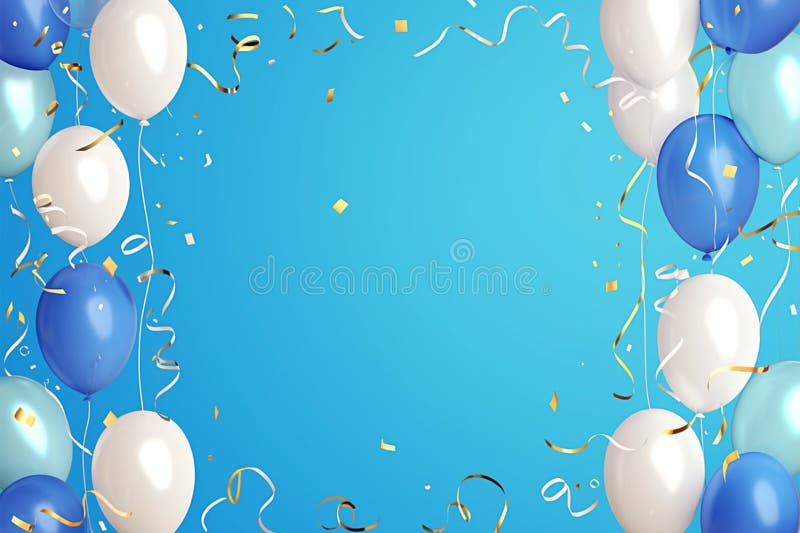 Happy Birthday Backdrop Blue Balloons for a Cheerful Celebration Stock ...