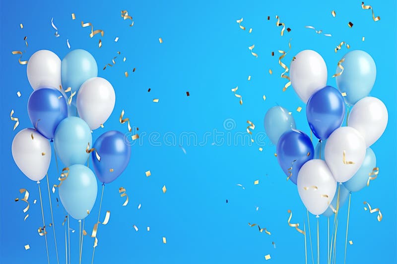 Happy Birthday Backdrop Blue Balloons for a Cheerful Celebration Stock ...