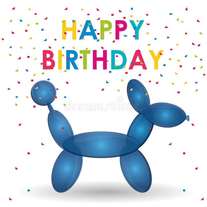 Happy Birthday Balloon Dog Shape Confetti Stock Vector - Illustration ...