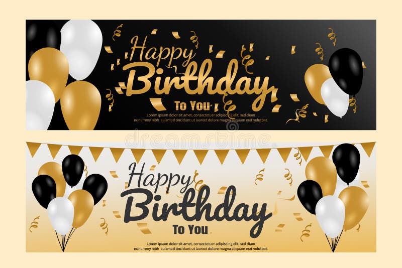 Happy Birthday Banner with Two Models Stock Vector - Illustration of ...