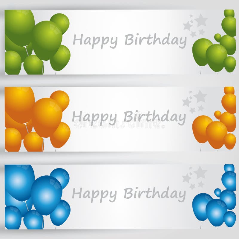 Happy Birthday Banners with Colorful Balloons. Vector. Stock Vector ...