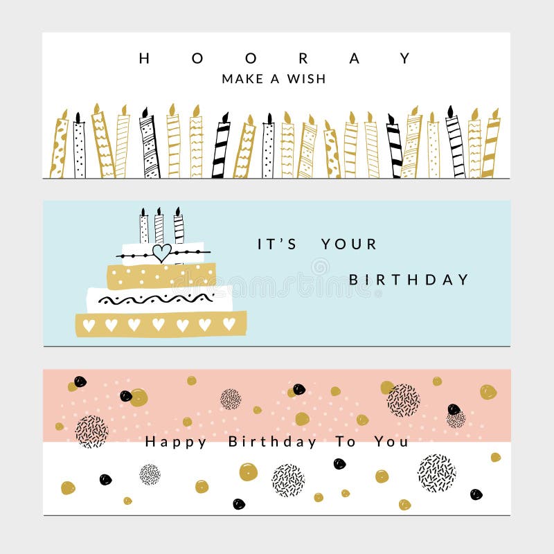 Happy Birthday banners stock vector. Illustration of drawn - 84411322