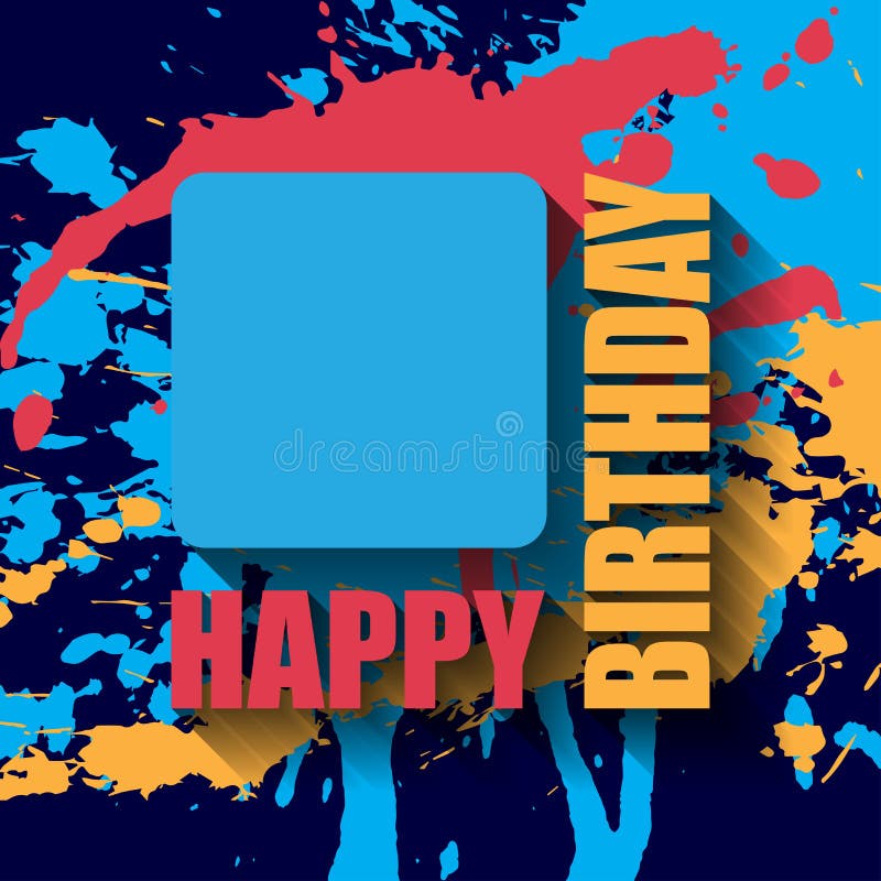 Happy Birthday Blue Splash stock illustration. Illustration of square ...