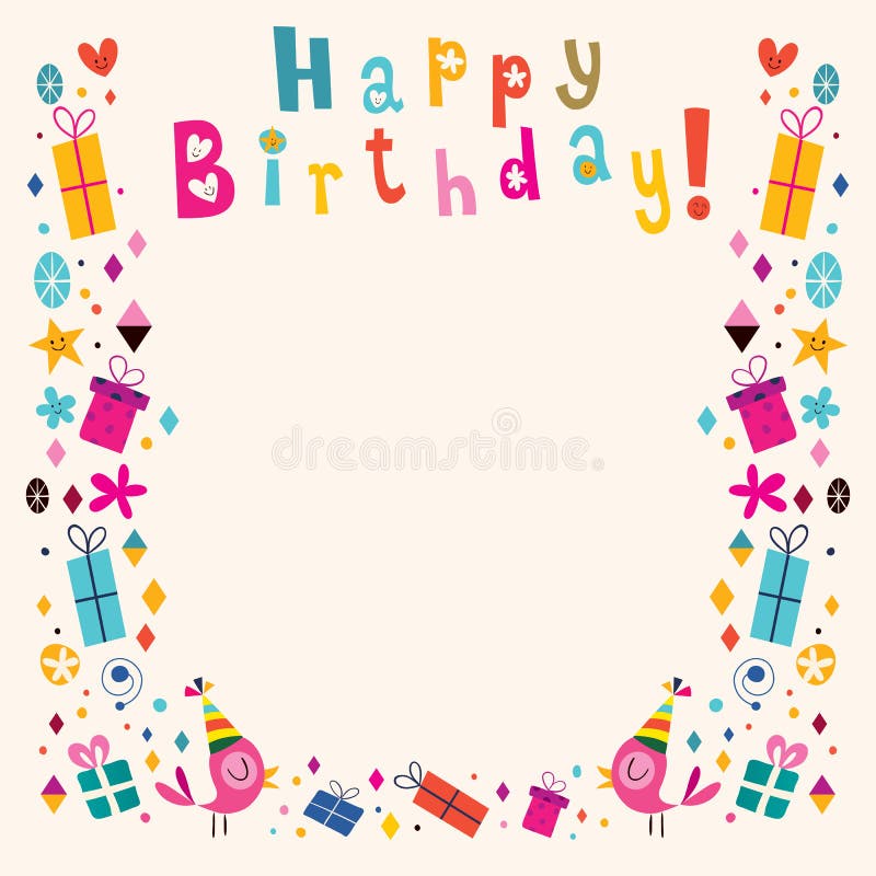 Happy Birthday Border Retro Card Stock Vector - Illustration of ...