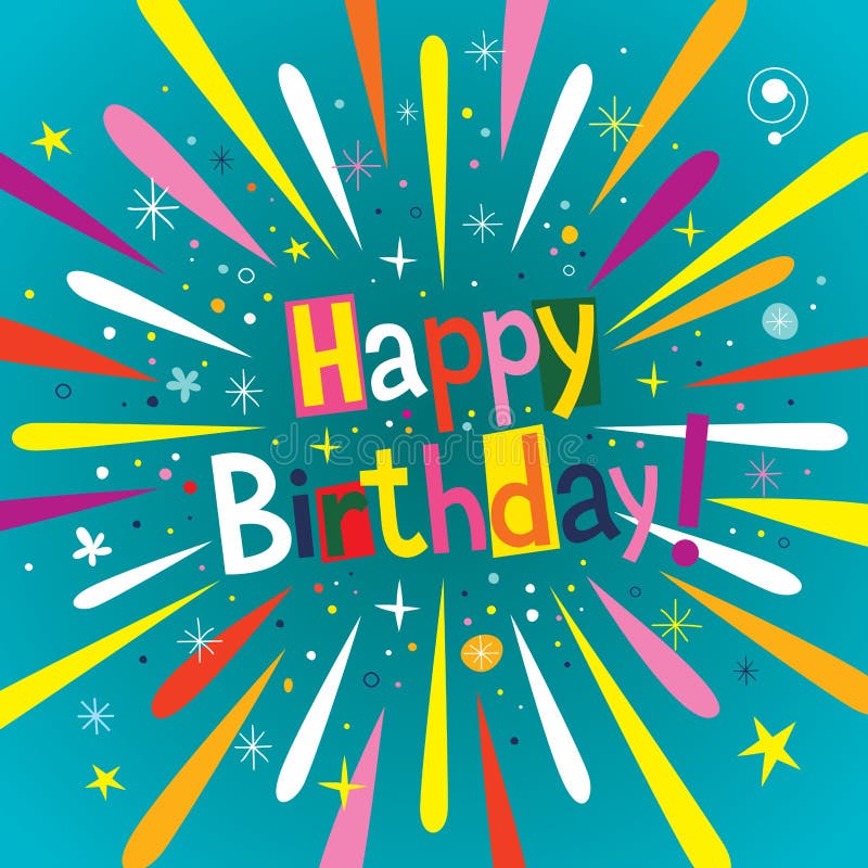 Happy Birthday Burst Greeting Card Stock Vector - Illustration of ...