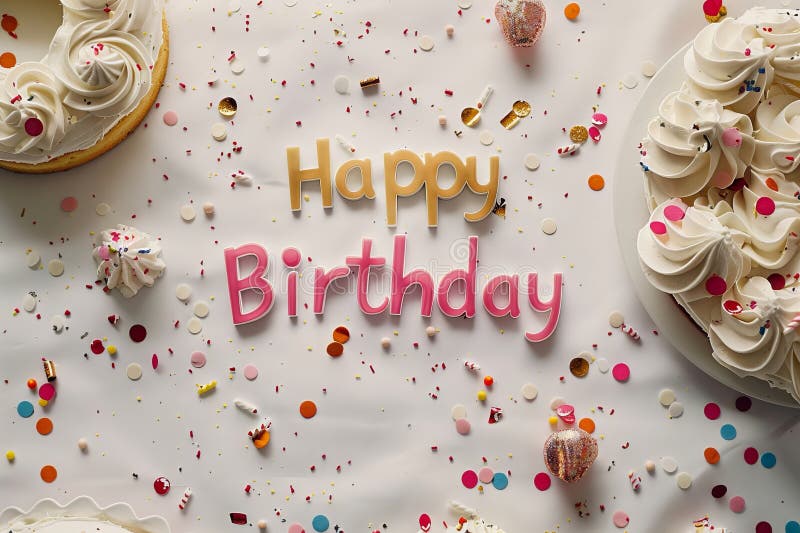 Happy Birthday Cake with Confetti and Sprinkles Stock Image - Image of ...
