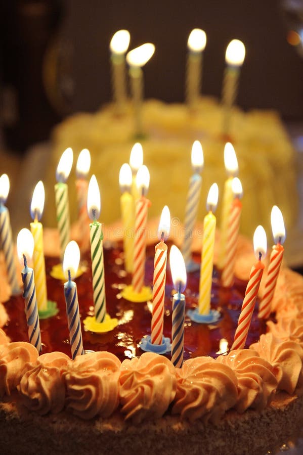 Happy Birthday Cake with Few Taper Stock Photo - Image of contrast ...