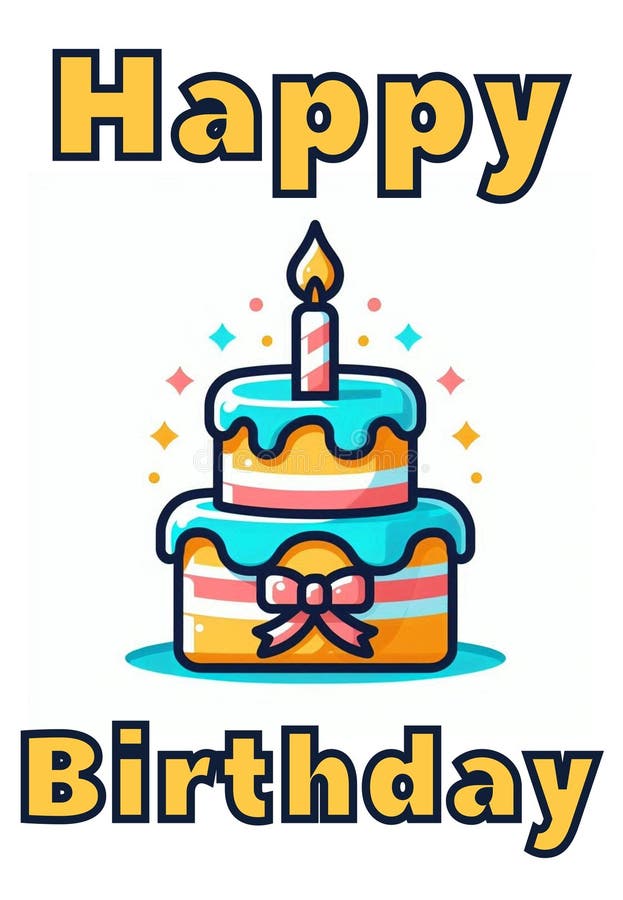 Happy Birthday Cake Greeting Card Illustration Design Stock ...