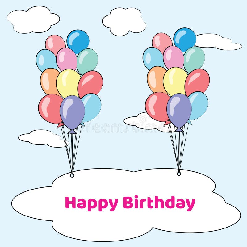 Happy Birthday Card with Balloons Stock Vector - Illustration of happy ...