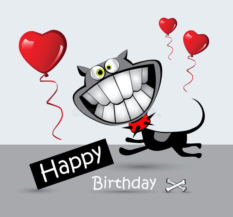 Happy Birthday Card Cat Smile Stock Illustration - Illustration of ...