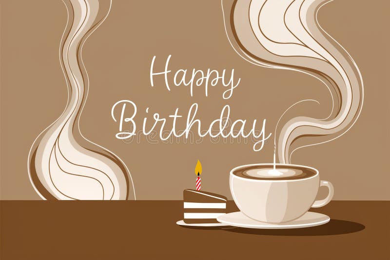 Happy Birthday Card with Coffee Background Stock Illustration ...
