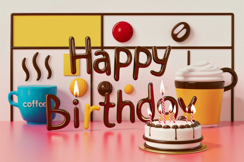Happy Birthday Card with Coffee Background Stock Illustration ...
