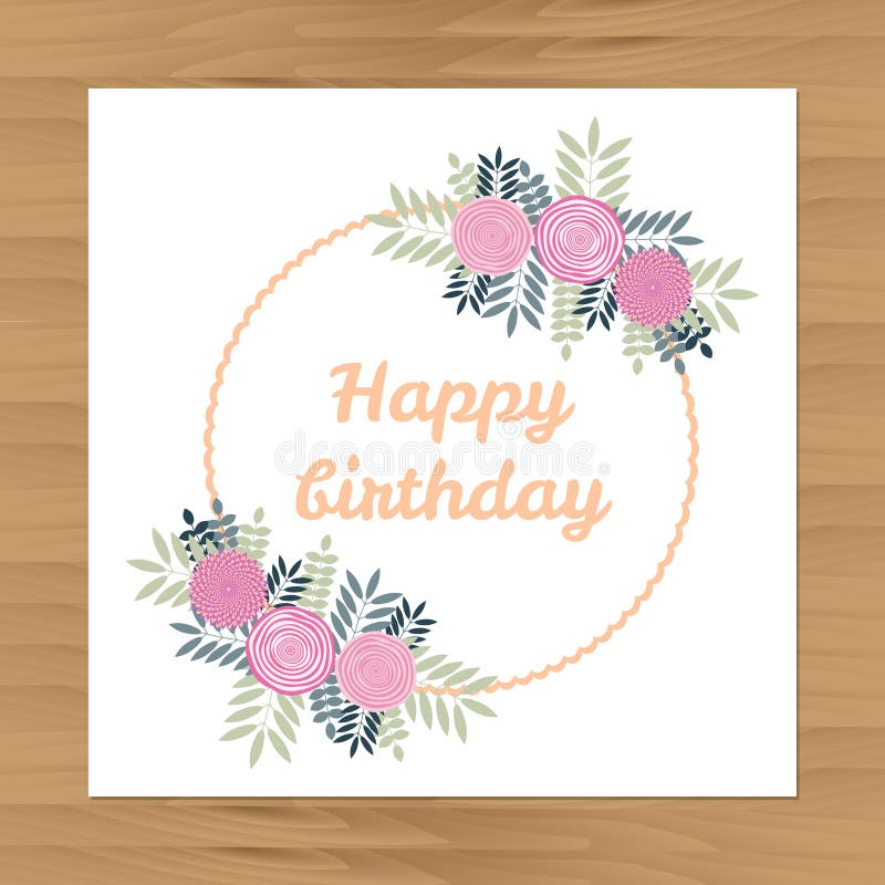 Happy Birthday Card with Flowers. Stock Vector - Illustration of ...