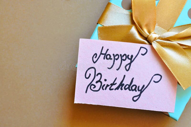 Happy Birthday Card on Gift Box Stock Photo - Image of design, text ...