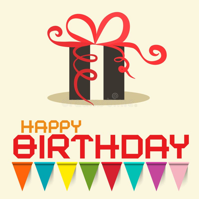 Happy Birthday Card with Gift Box Design Stock Vector - Illustration of ...