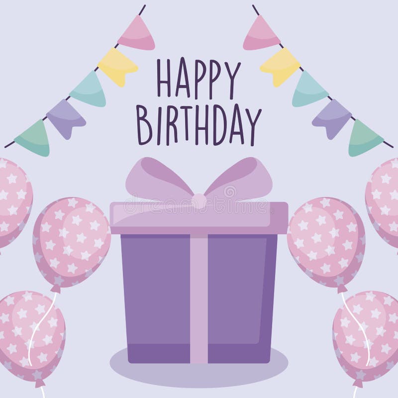 Happy Birthday Card with Gift Box Stock Vector - Illustration of sign ...