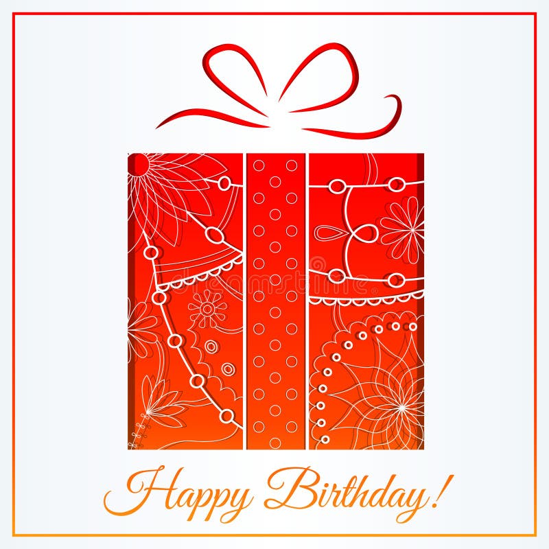 Birthday Card with Gradient Flowers Stock Illustration - Illustration ...