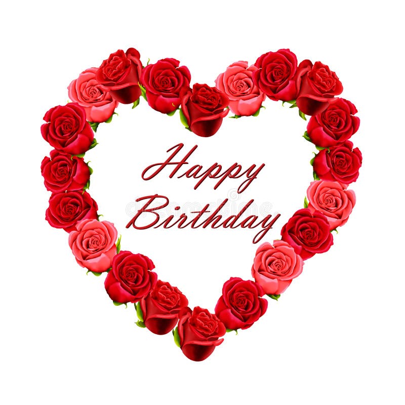 Happy Birthday Card with Roses Stock Illustration - Illustration of ...