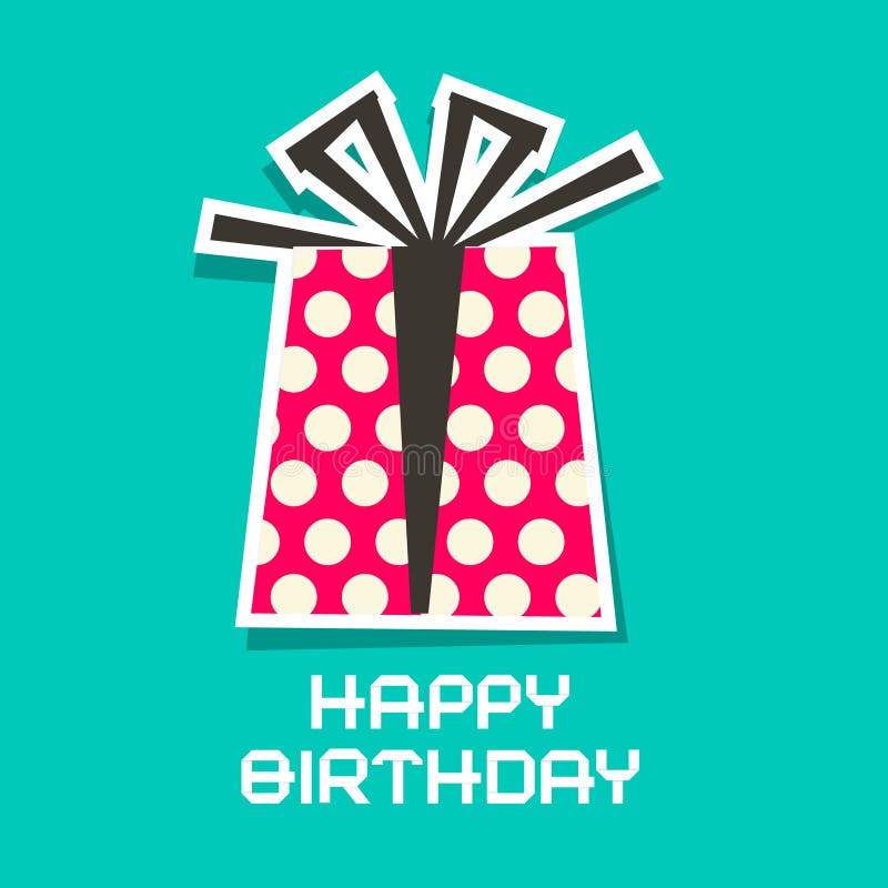 Happy Birthday Card. Vector Paper Gift Box Stock Vector - Illustration ...