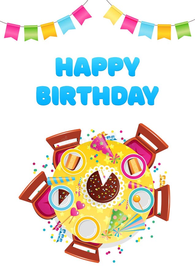 Happy Birthday Card Template Stock Vector - Illustration of confetti ...