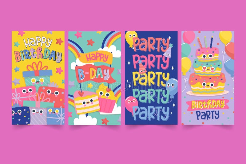 Happy Birthday Cards Collection Vector Design Illustration Stock Vector ...