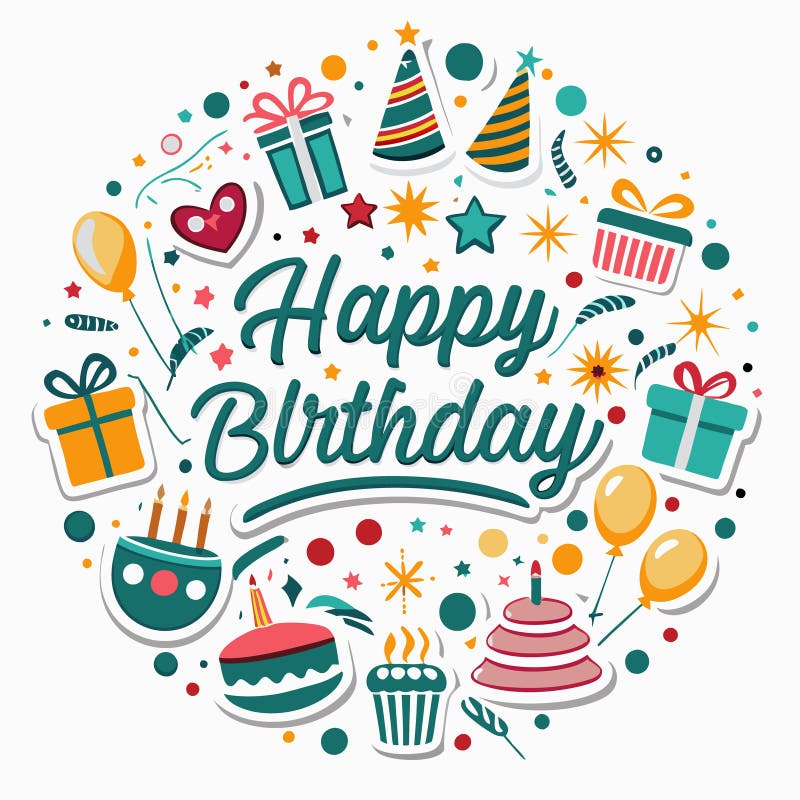Happy Birthday Celebration with Colorful Elements Stock Vector ...