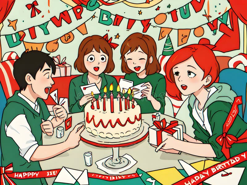 Happy Birthday Celebration, Generative AI Illustration Stock ...