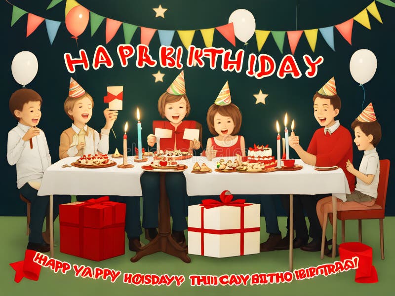 Happy Birthday Celebration, Generative AI Illustration Stock ...