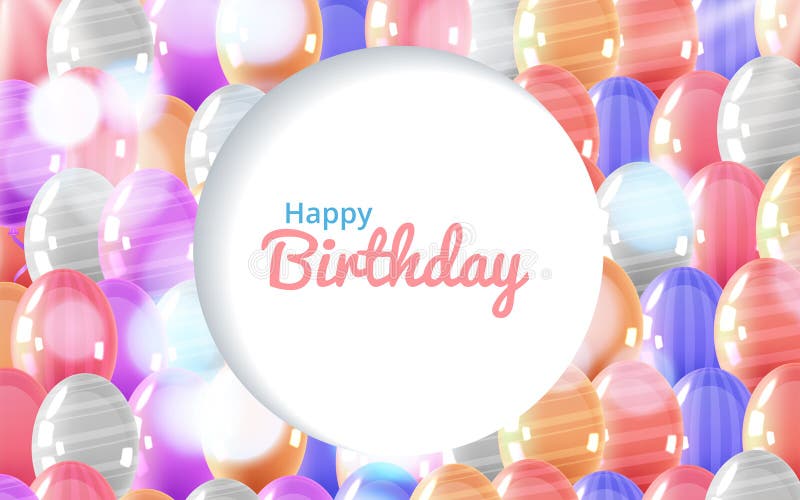 Happy Birthday Celebration, Realistic Flying Helium Balloon. Vector ...