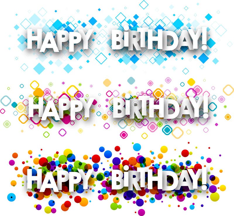 Happy Birthday Color Banners. Stock Vector - Illustration of header ...