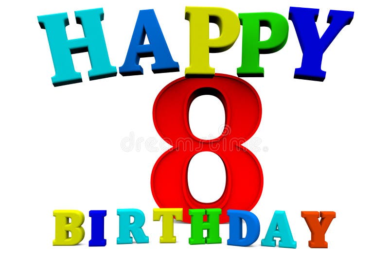 Happy Eighth Birthday stock illustration. Illustration of kids - 7880650