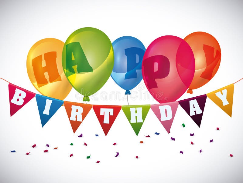 Happy Birthday Colorful Card Design. Stock Vector - Illustration of ...