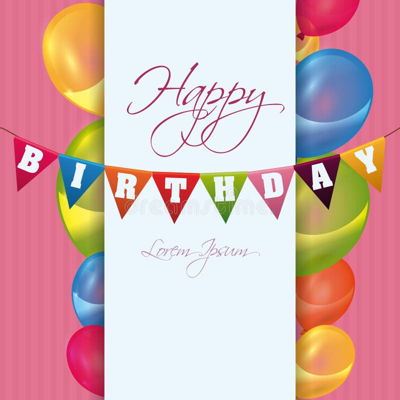 Happy Birthday Colorful Card Design. Stock Vector - Illustration of ...