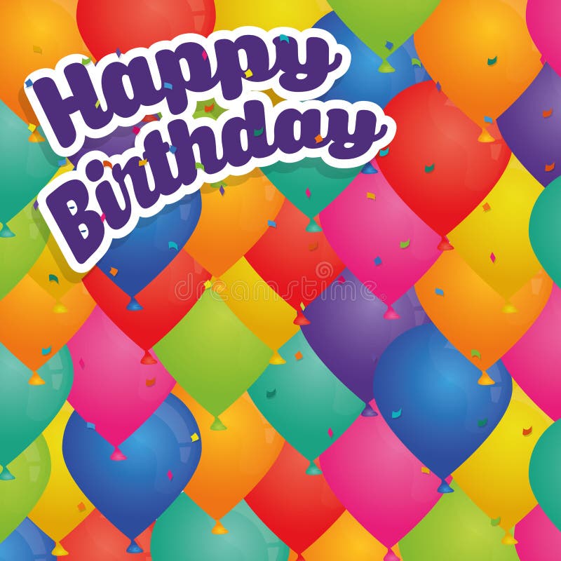 Happy Birthday Colorful Card Design. Stock Vector - Illustration of ...