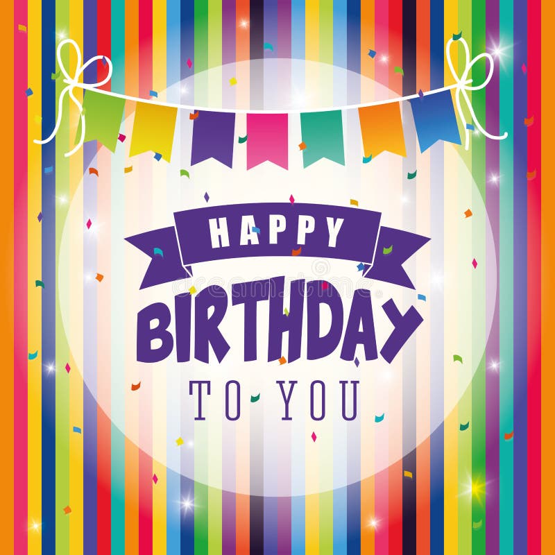 Happy Birthday Colorful Card Stock Vector - Illustration of gift ...