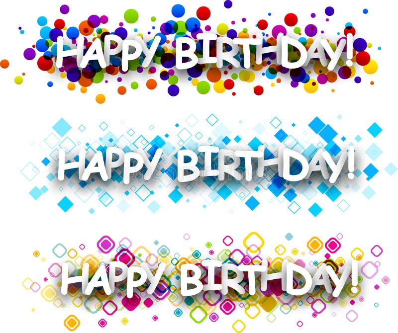 Happy Birthday Colour Banners. Stock Vector - Illustration of ...