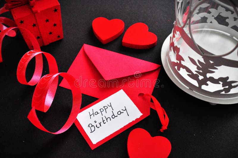 Happy Birthday Congratulation Card with Red Envelope Stock Image ...