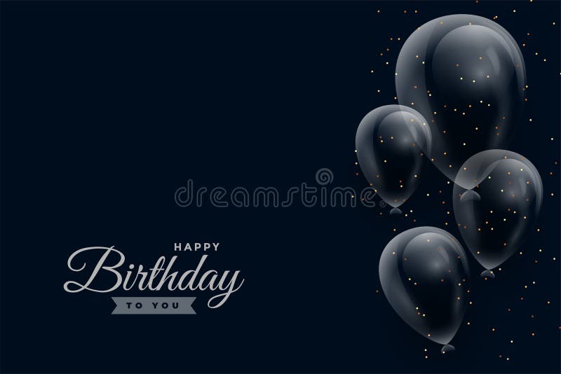 Happy Birthday Dark Background with Glossy Balloons Stock Vector ...