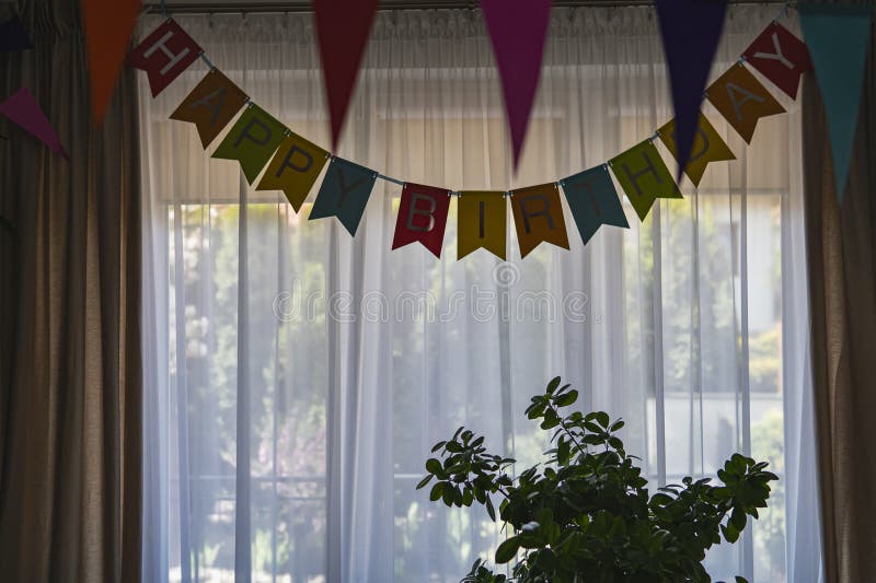Happy Birthday Decoration Over Window Stock Photos - Free & Royalty ...