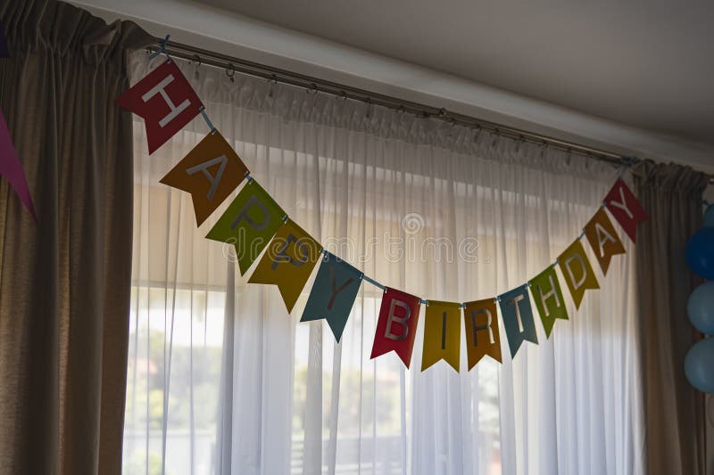 Happy Birthday Decoration Over Window Stock Photos - Free & Royalty ...
