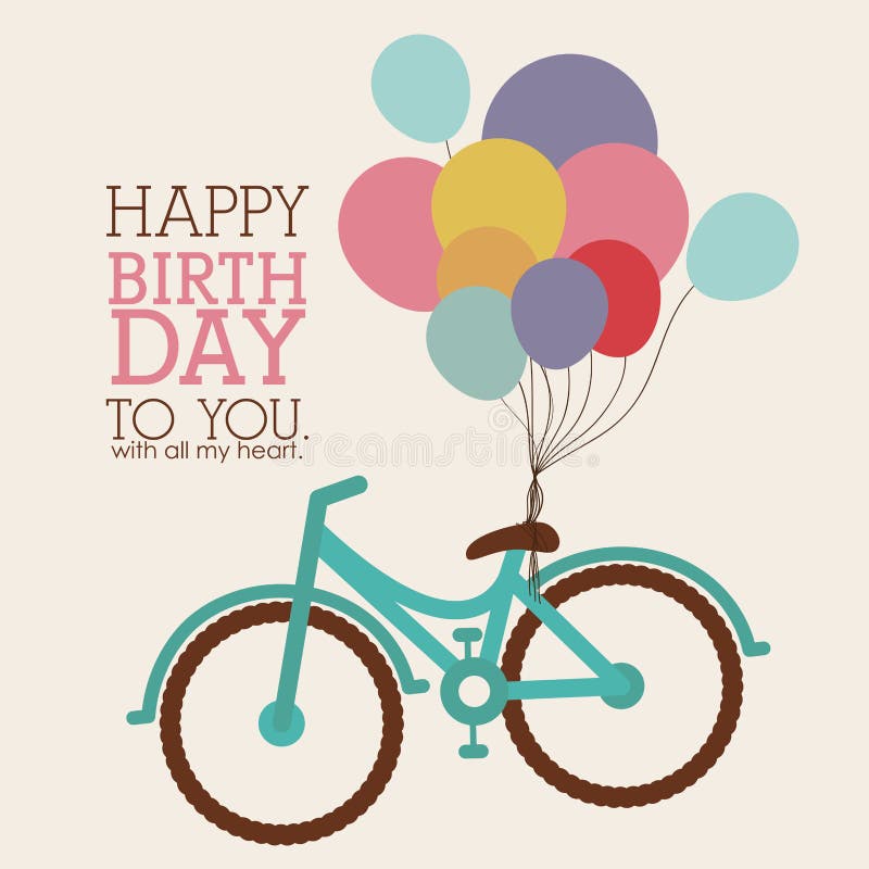 Happy Birthday Bicycle Stock Illustrations – 1,348 Happy Birthday ...