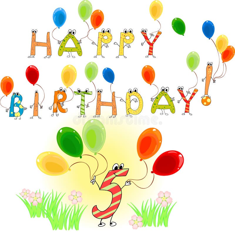 Happy Birthday five stock vector. Illustration of decoration - 52285723