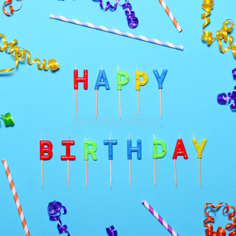 Happy Birthday Flat Lay with Party Decorations on Pink Background Stock ...