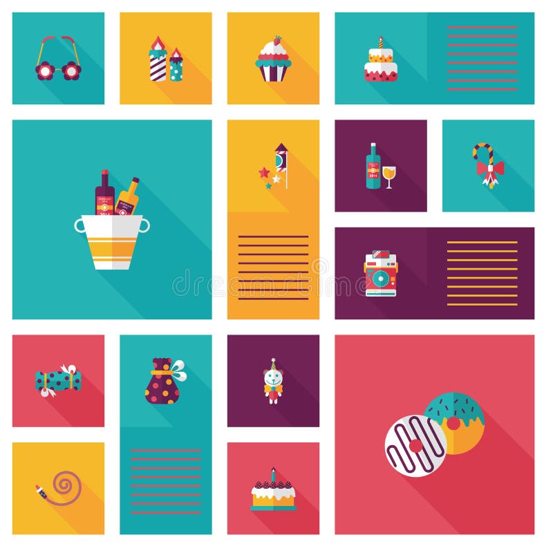 Happy Birthday Flat Ui Background , Eps10 Stock Illustration ...