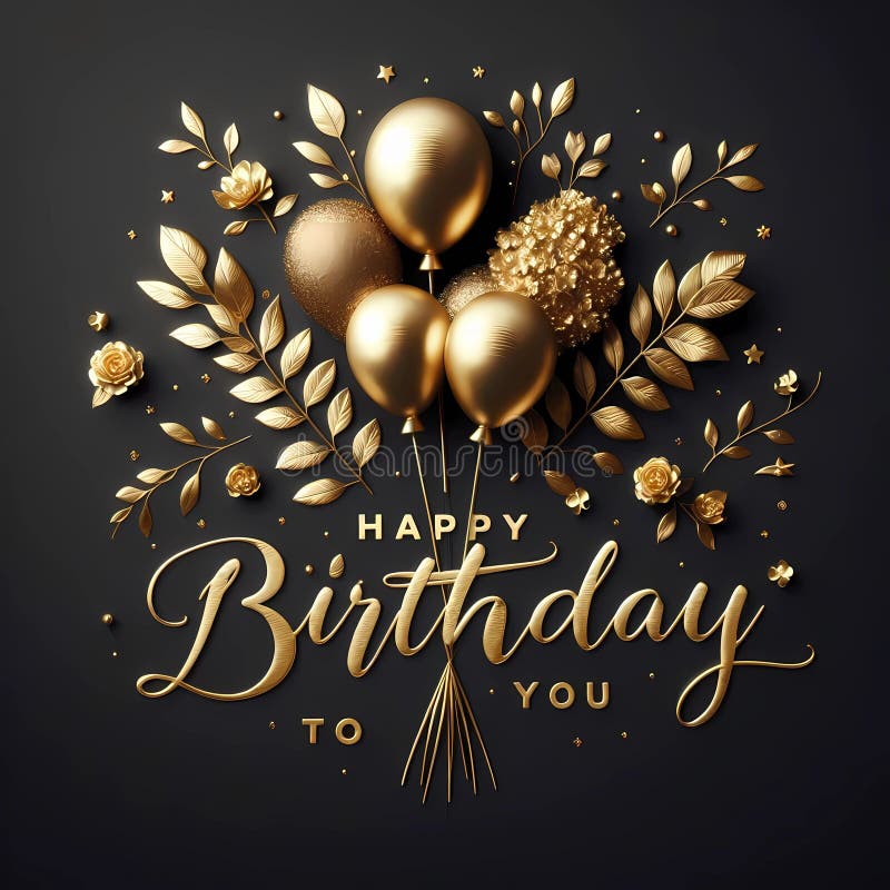 A Happy Birthday in Gold with Green Background. AI Generated. Stock ...