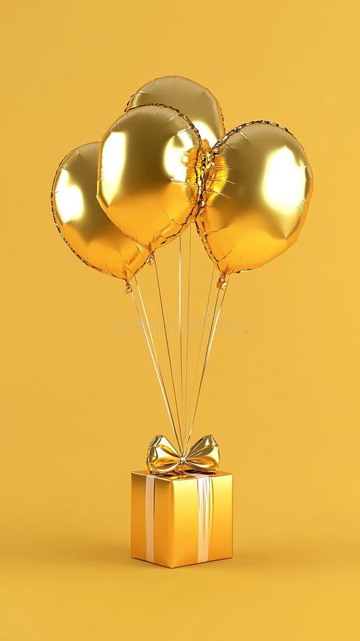 Happy Birthday Gold Surprise Balloon and Box Stock Image - Image of ...