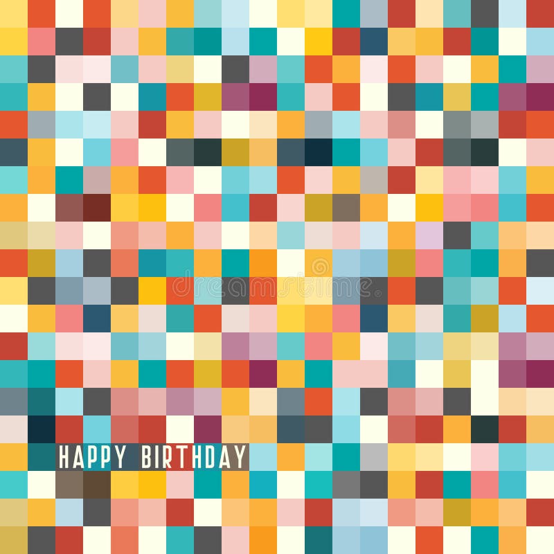Happy Birthday Greating Card. Colorful Checked Background Stock Vector ...